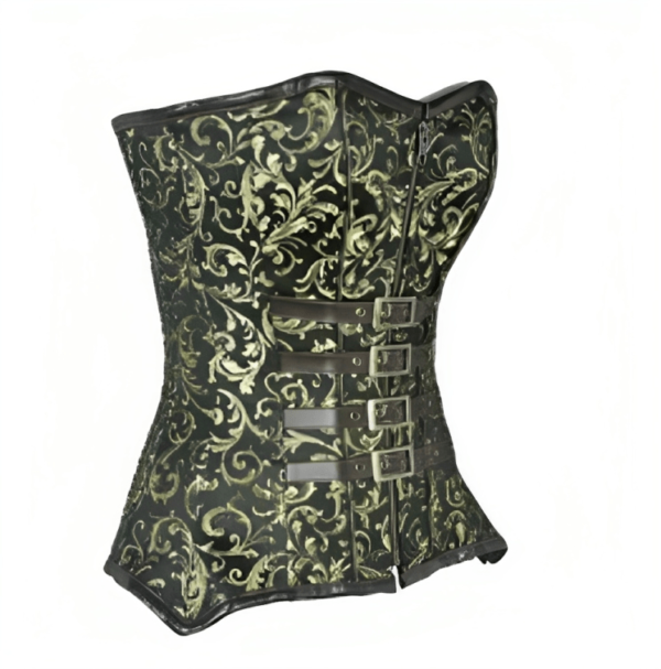 Steampunk Authentic Steel Bone Golden Black Brocade Corset - Women Corset