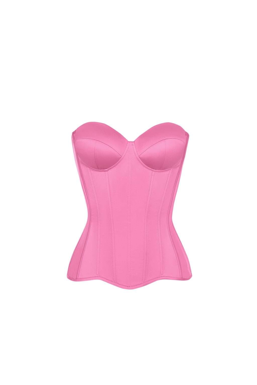 Satin bustier overbust pink corset top - women corset