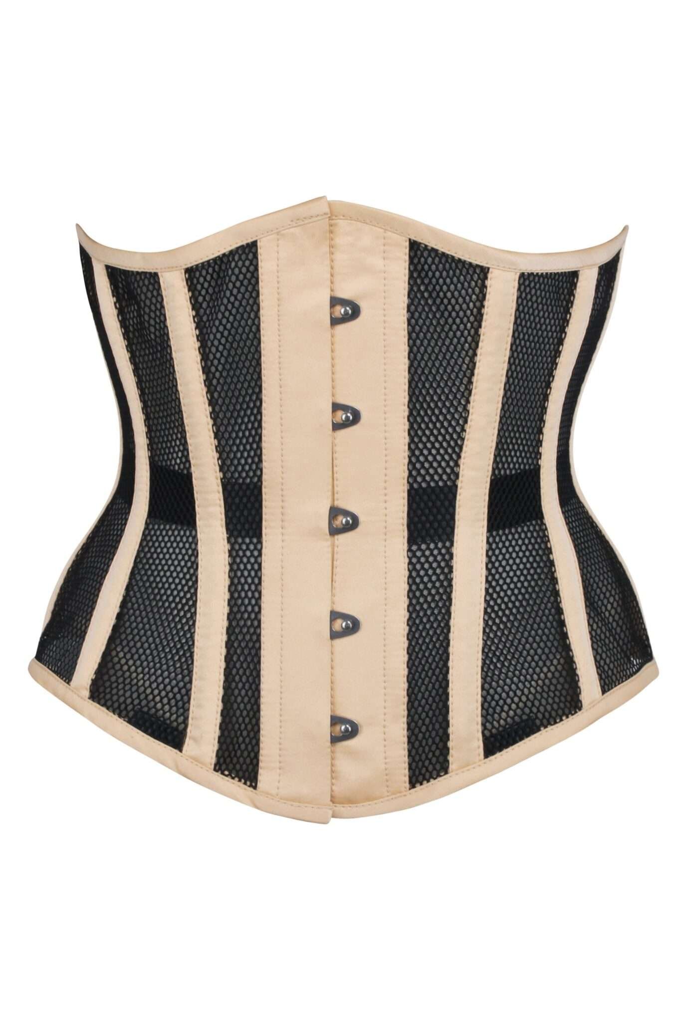 Corset mesh fabric beige underbust waist trainer - Women Corset