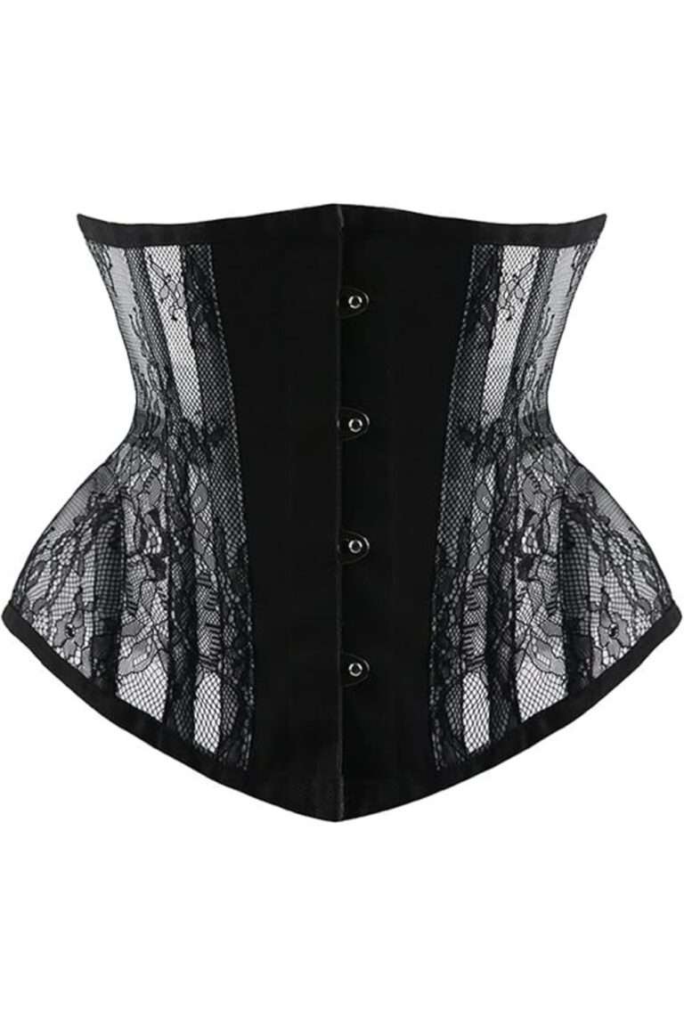 Floral laced bobbinet Black underbust Waspie Mesh corset - Women Corset