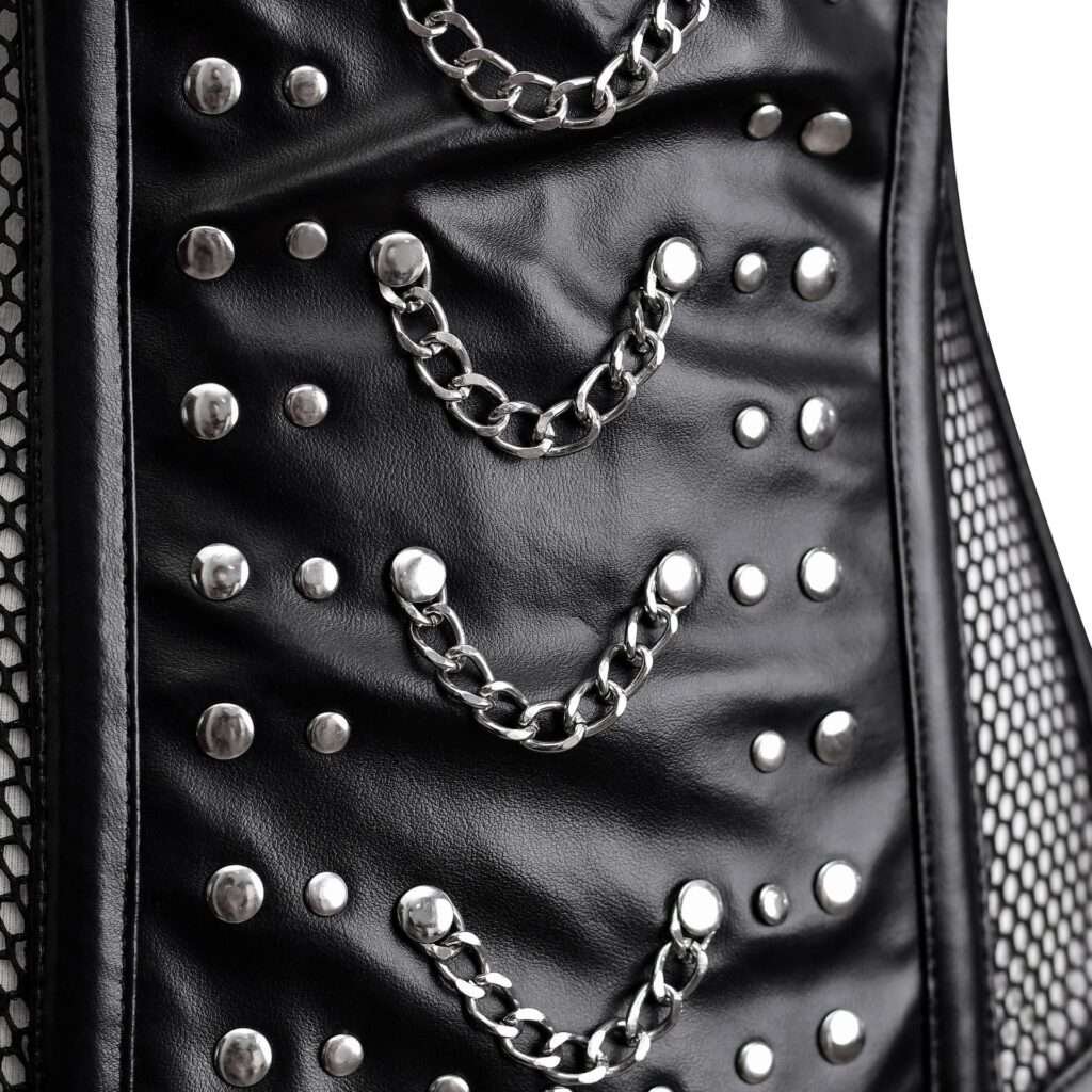 Faux leather Black Gothic half corset top - Women Corset